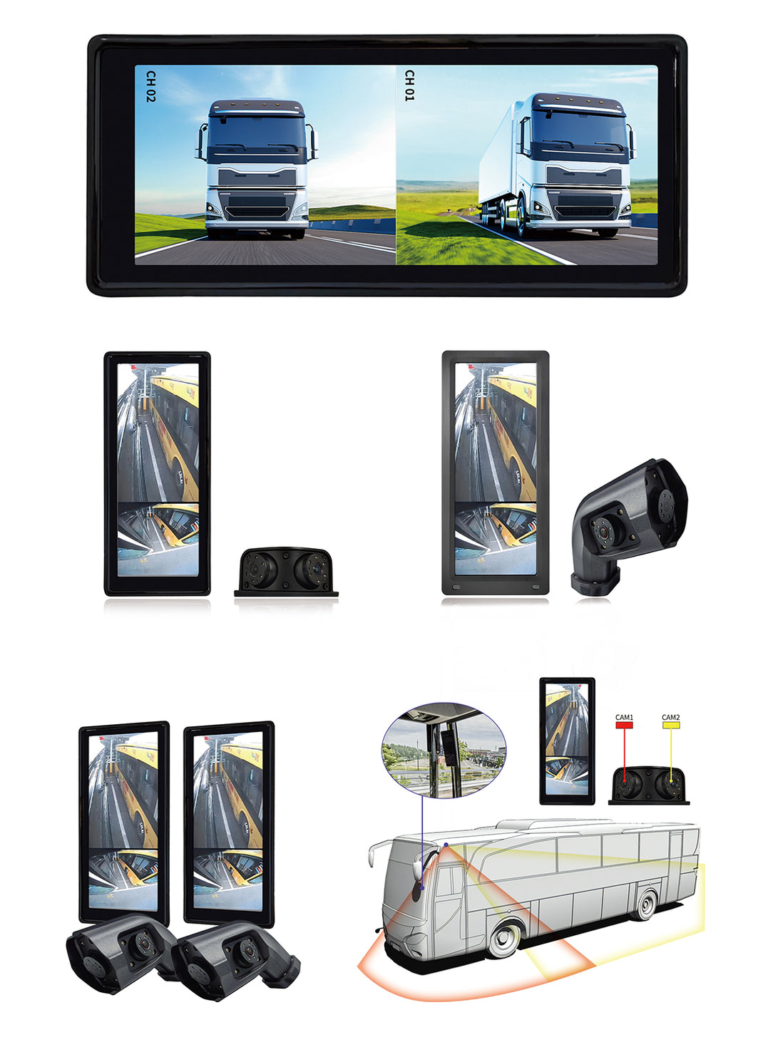 vehicle cameras, MDVR monitor and parking sensor,360 bird view system ...